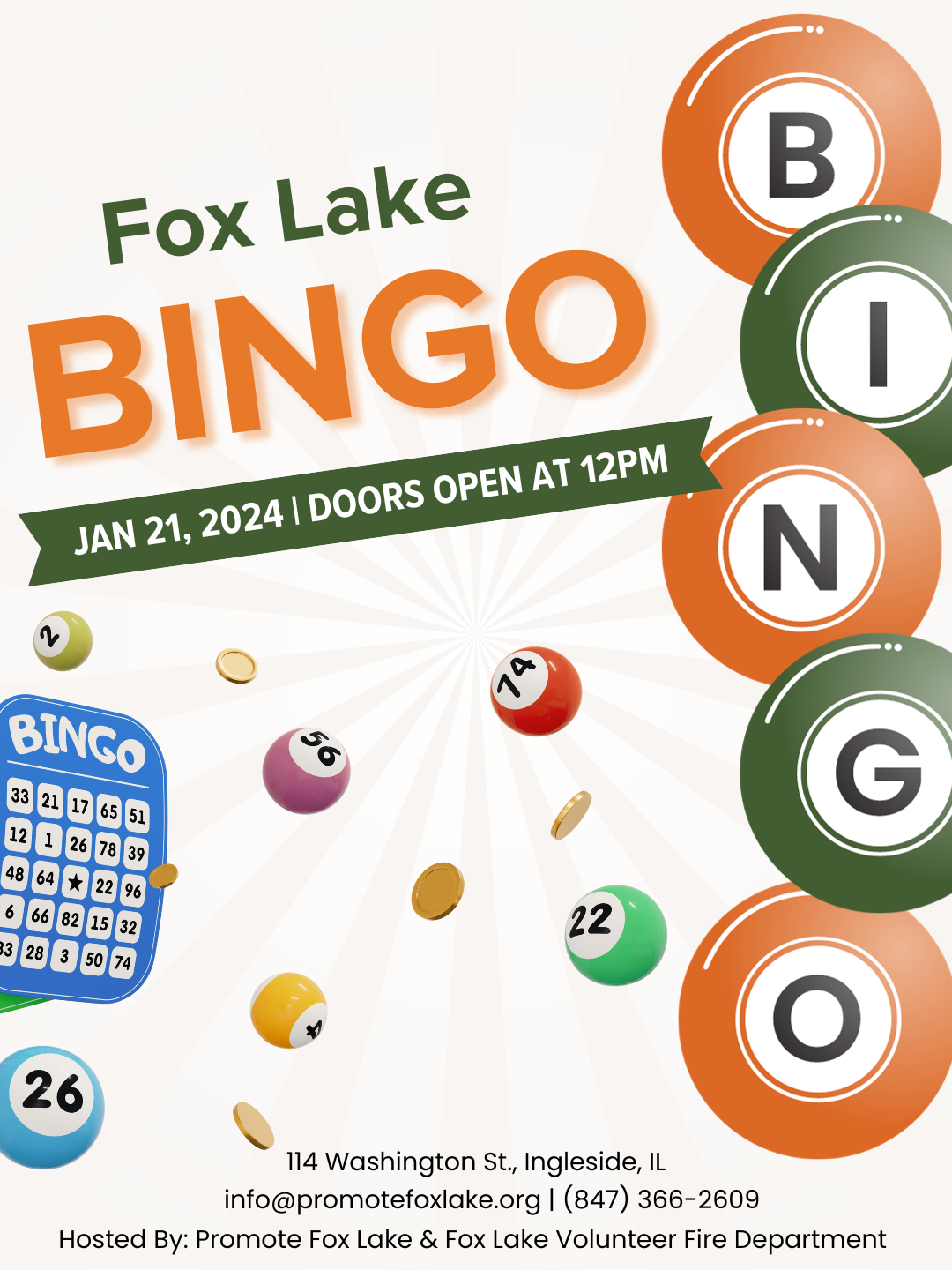 Promote Fox Lake Bingo Fundraiser - January 21st, 2024 - Promote Fox Lake